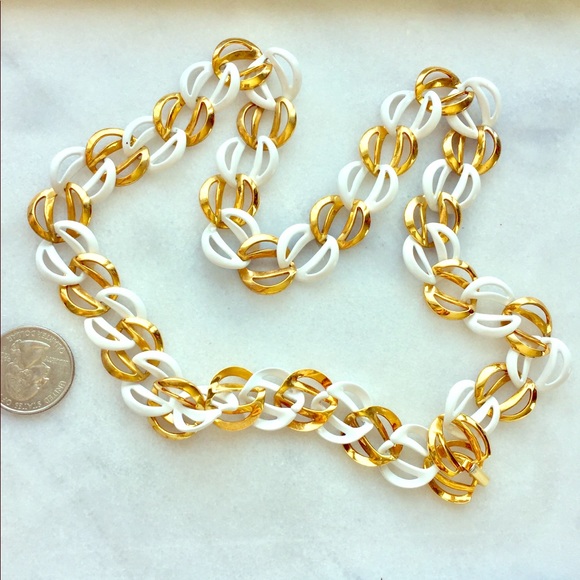 kateymart | Jewelry | Vintage White Gold Chain Statement Necklace ...